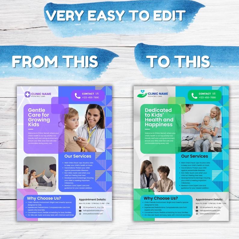 Pediatric Clinic Flyer Template: Editable Canva Design (digital ...