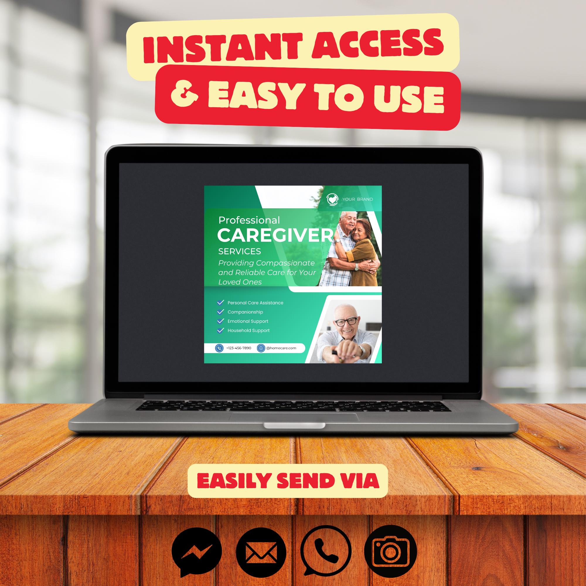 Professional Caregiver Services Flyer Template. Digital Flyer for ...