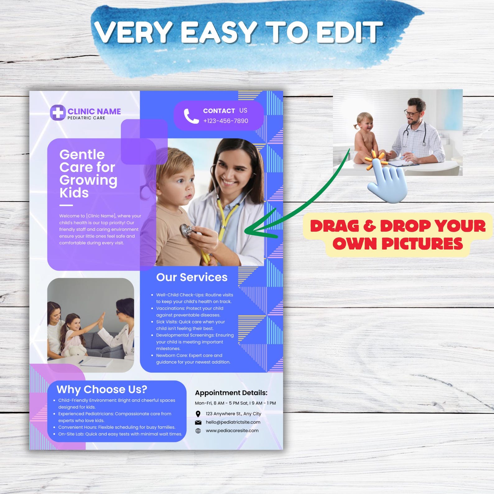 Pediatric Clinic Flyer Template: Editable Canva Design (digital ...