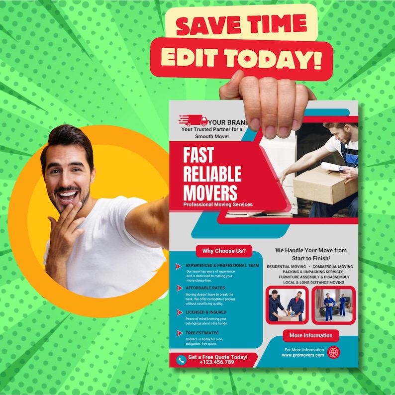 Moving Company Flyer Template: Customizable Canva Design (digital ...