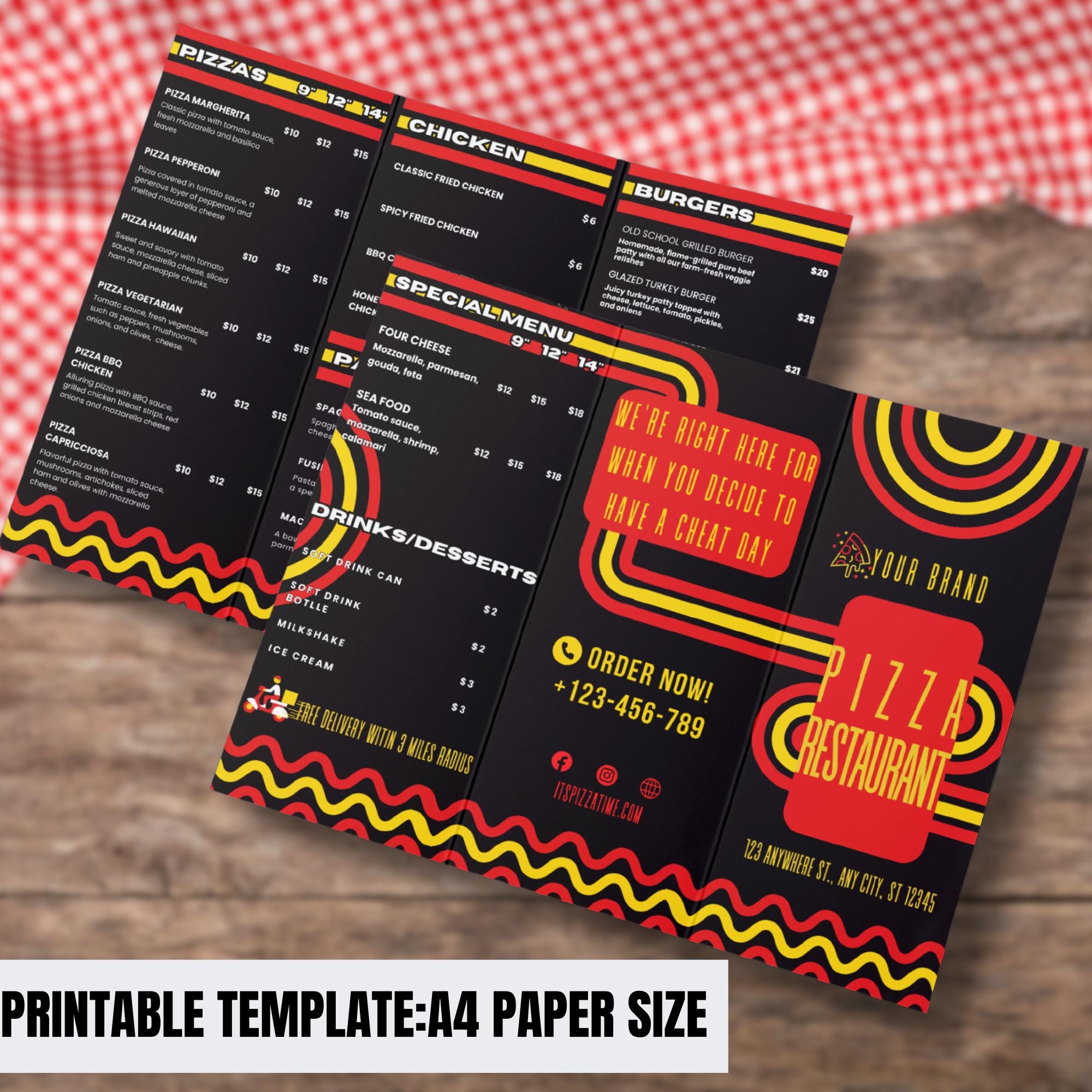 Pizza Menu Template. Tri Fold Pizza Restaurant Menu List Design ...