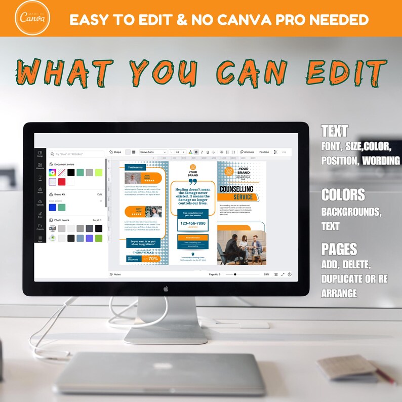 Editable Trifold Counseling Brochure Template: Canva Design (instant ...