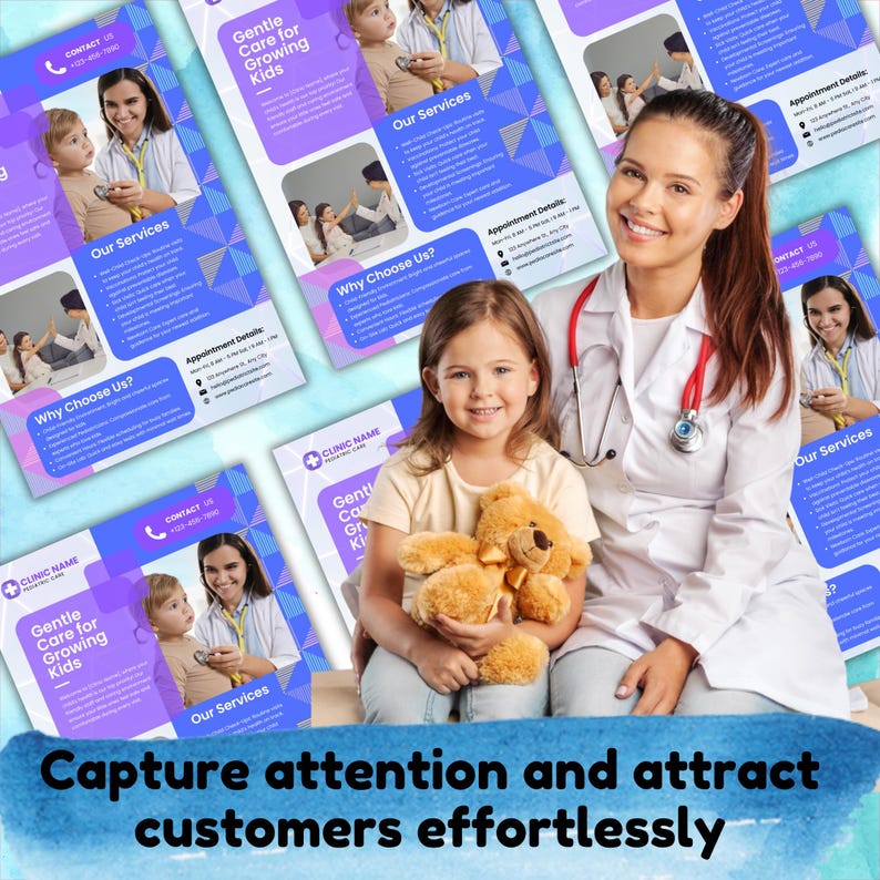 Pediatric Clinic Flyer Template: Editable Canva Design (digital ...
