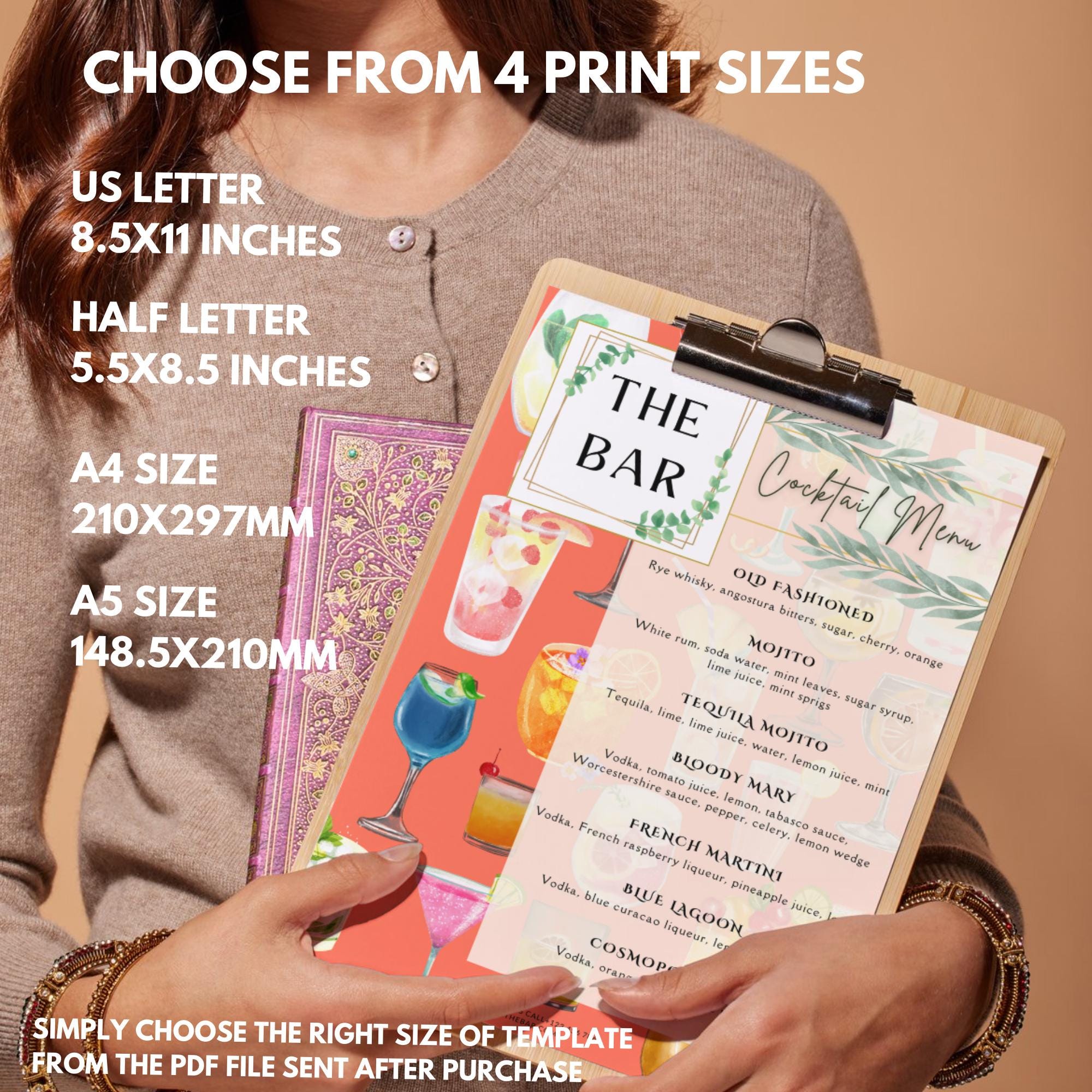 Editable Cocktail Menu Template Instant Download DIY Drinks Menu ...