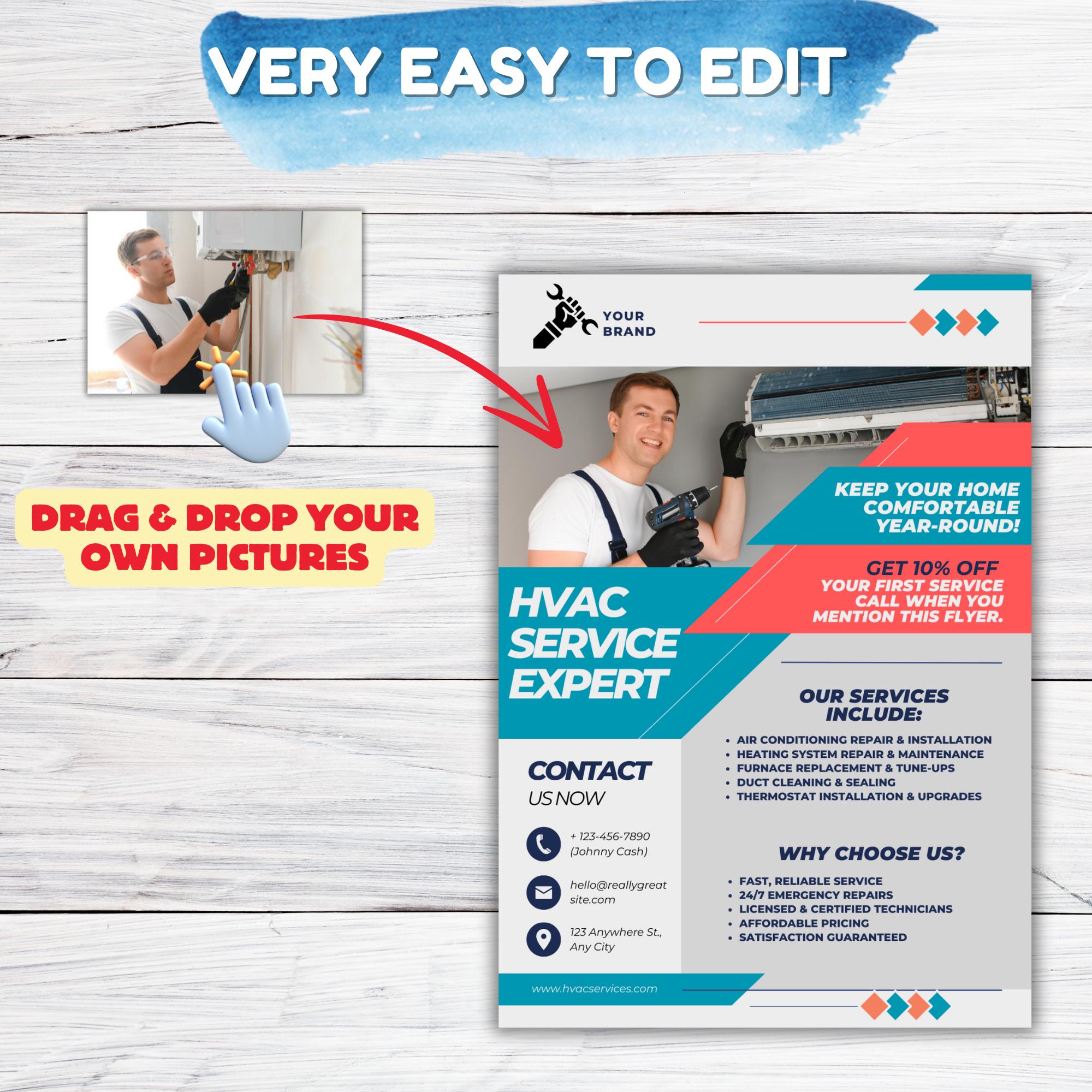 HVAC Service Flyer Template: Editable Canva Design - Etsy