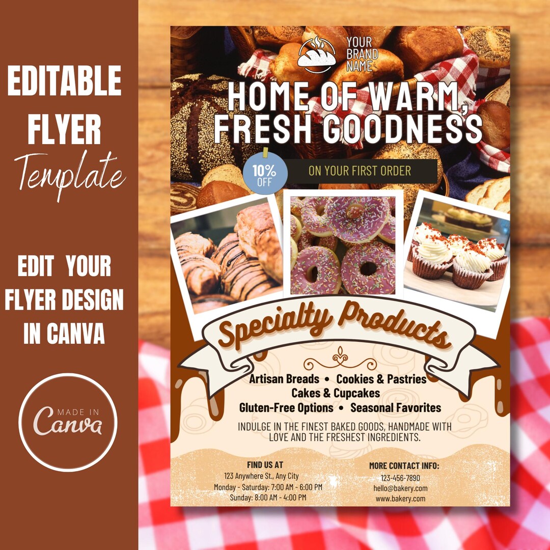 Bakery Flyer Template. Bakeshop Promotional Flyer Design. Premade Canva ...