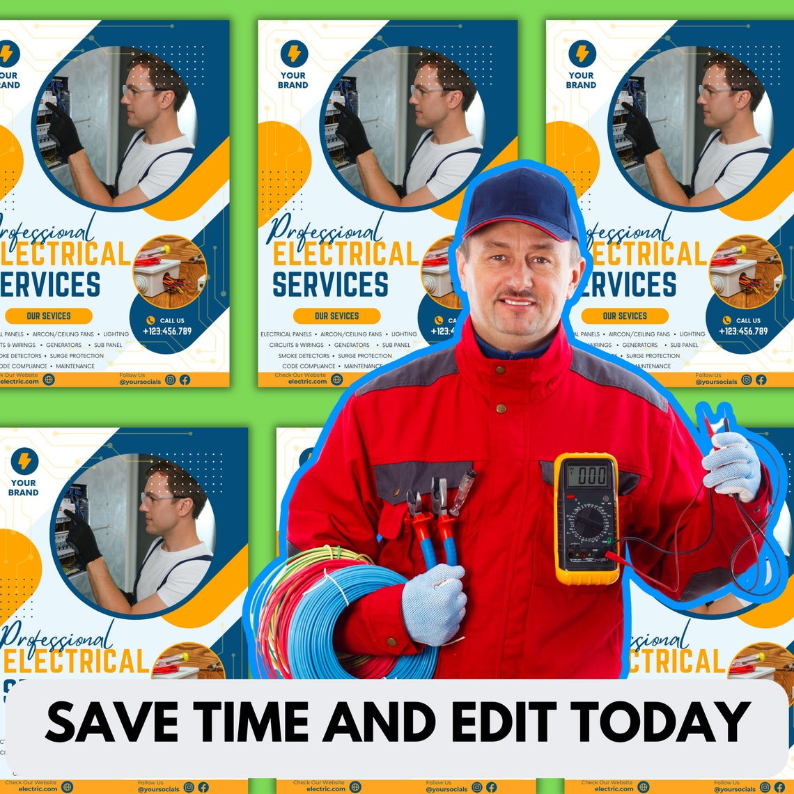 Electrical Services Flyer Template. Electrician Service Flyer Editable ...