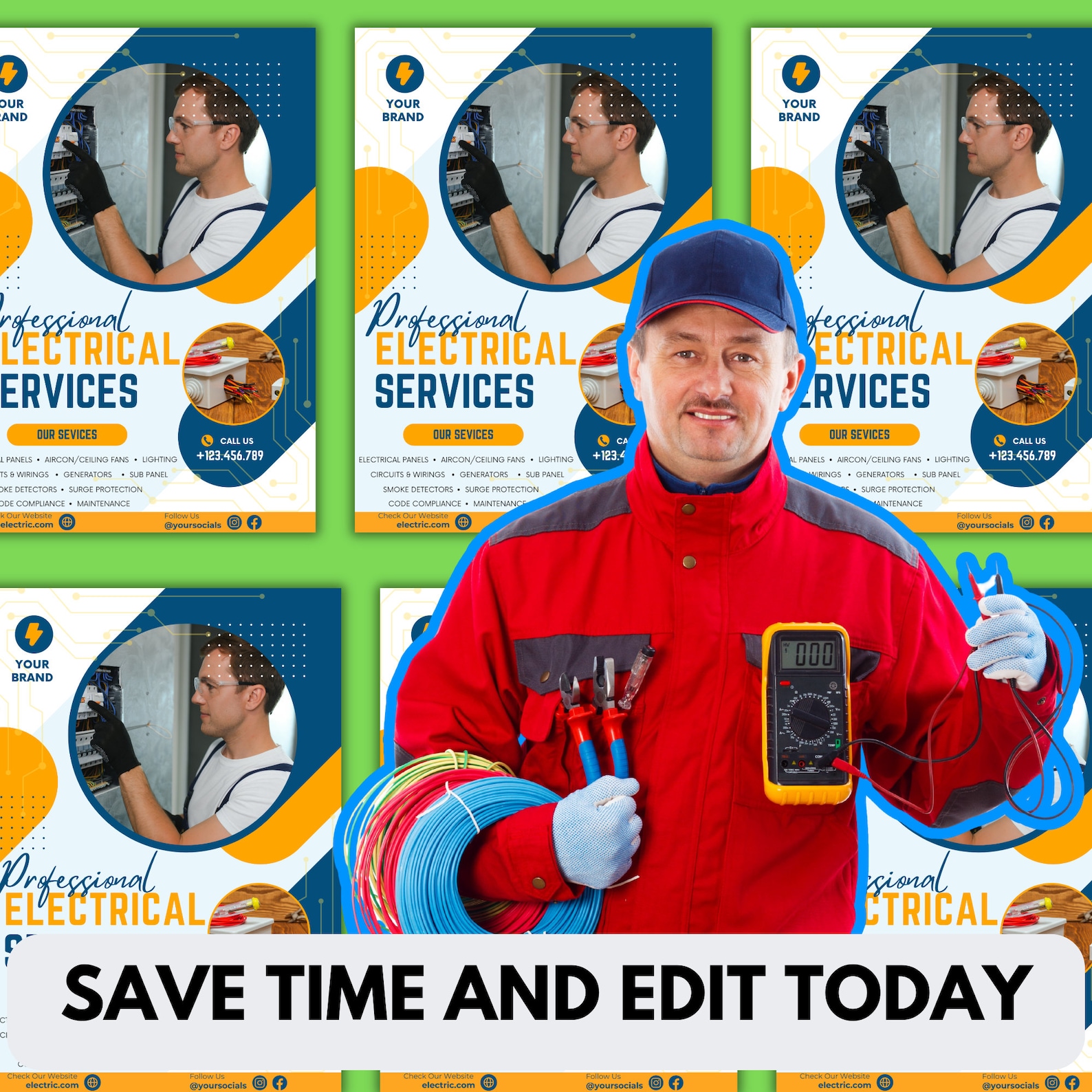 Electrical Services Flyer Template. Electrician Service Flyer Editable ...