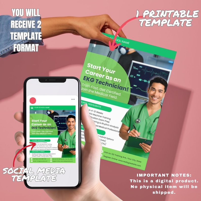 EKG Technician Training Flyer Template: Editable Canva Design (A4 ...