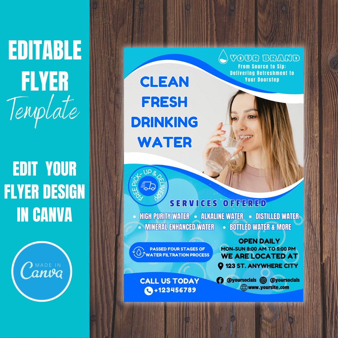 Water Delivery Services Flyer Template, Editable Digital Download ...