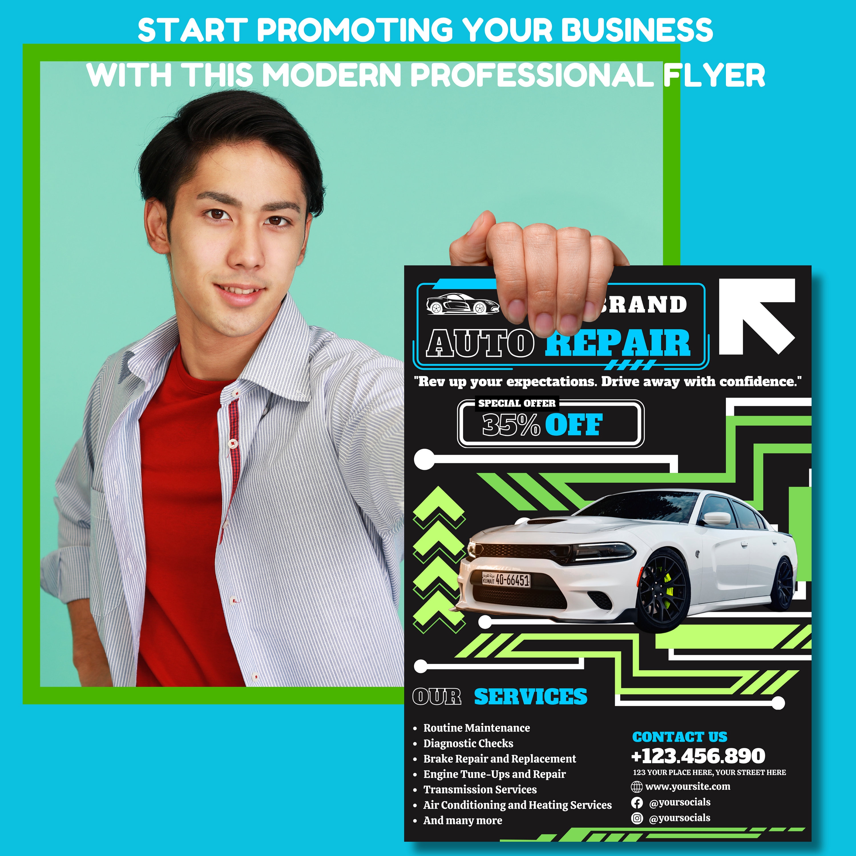 Auto Repair Shop Flyer Template: Editable Canva Layout (digital ...