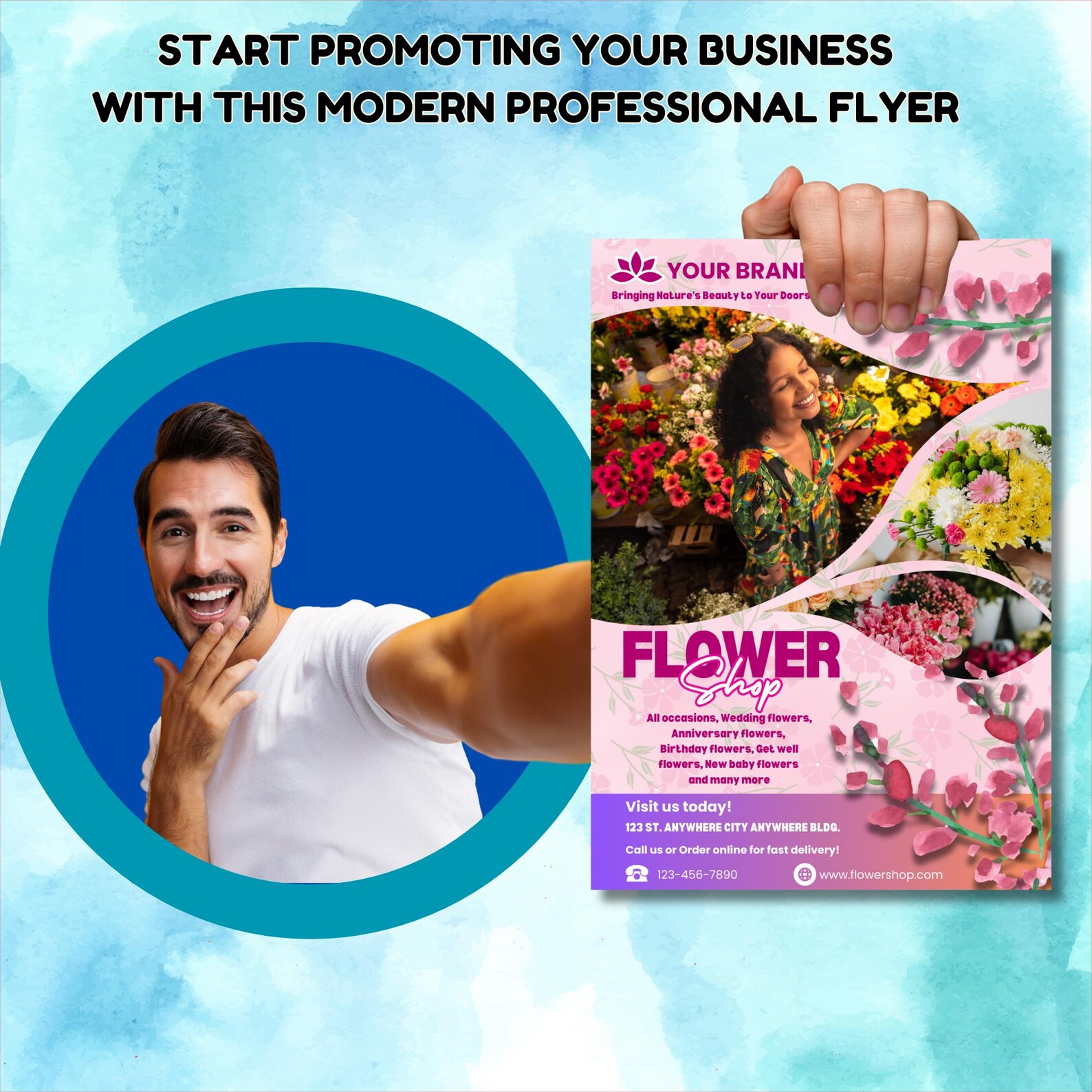 Flower Shop Flyer Template: Printable Canva Design (instant Download ...