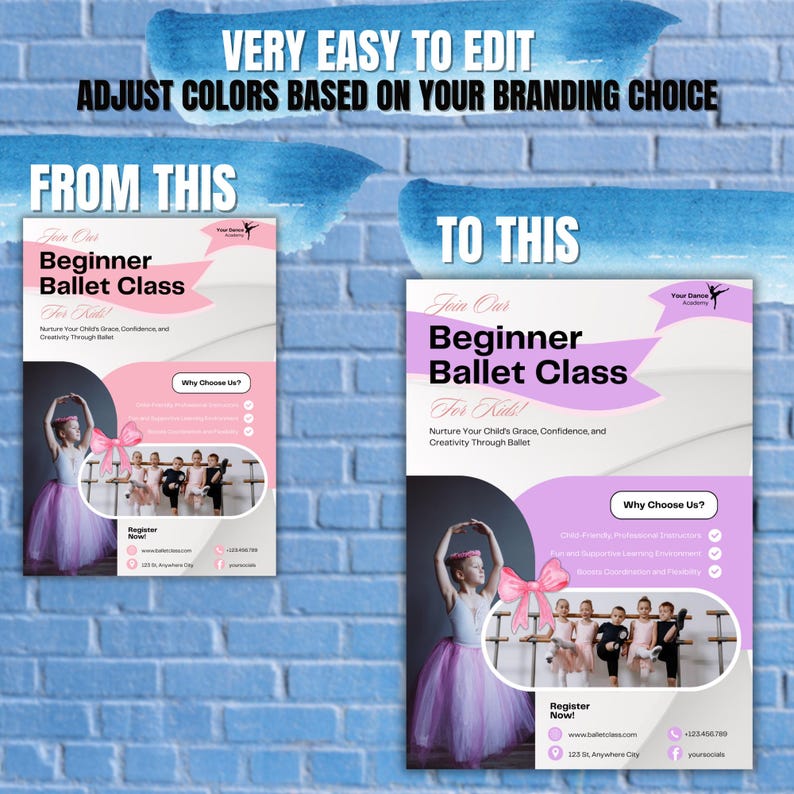 Ballet Class Flyer Template: Editable Dance Studio Poster (canva) - Etsy
