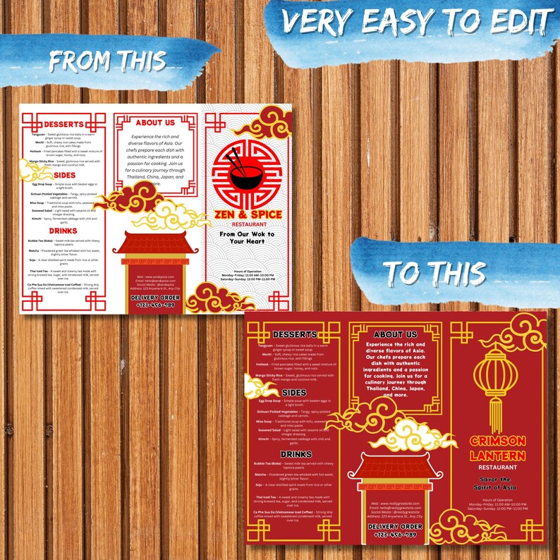 Asian Restaurant Trifold Menu Template: Editable Canva Design - Etsy