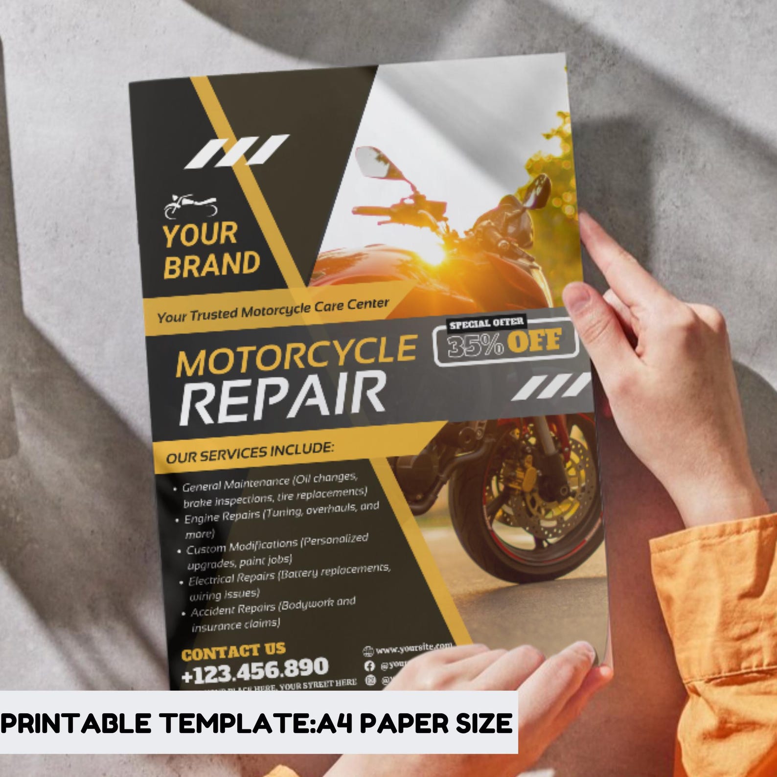 Motorcycle Repair Flyer Template. Premade Canva Design Layout. Instant ...