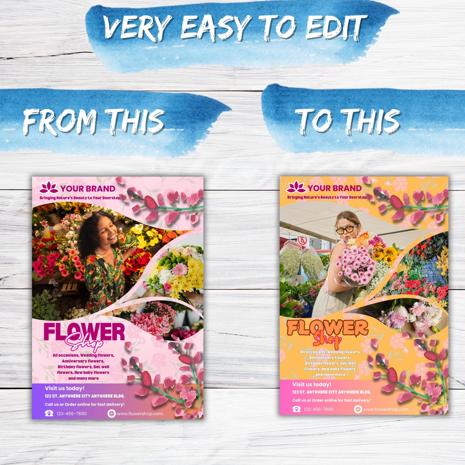 Flower Shop Flyer Template: Printable Canva Design (instant Download ...