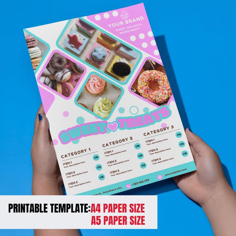 Editable Sweet Treats Menu Flyer & Social Media Post | Canva Template ...