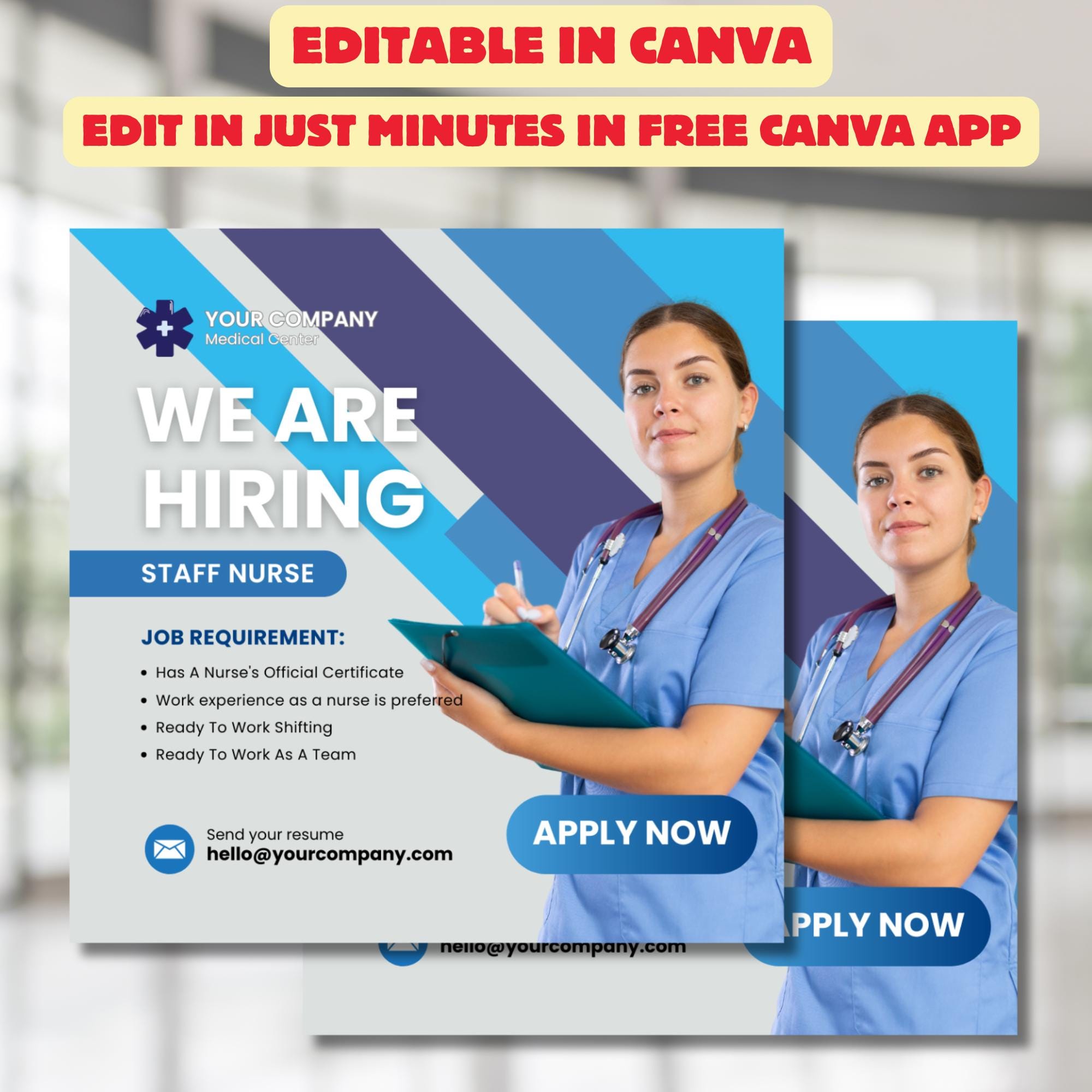 We Are Hiring Flyer Template | Editable Nursing Job Hiring Flyer ...
