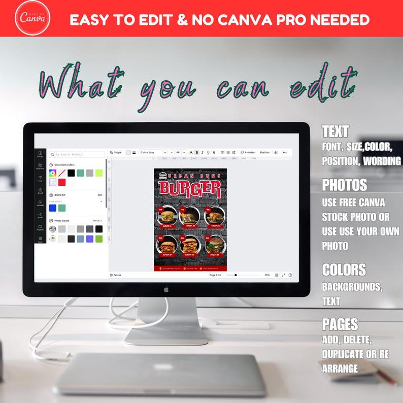 Burger Menu Flyer Template: Customizable Restaurant Design (digital ...