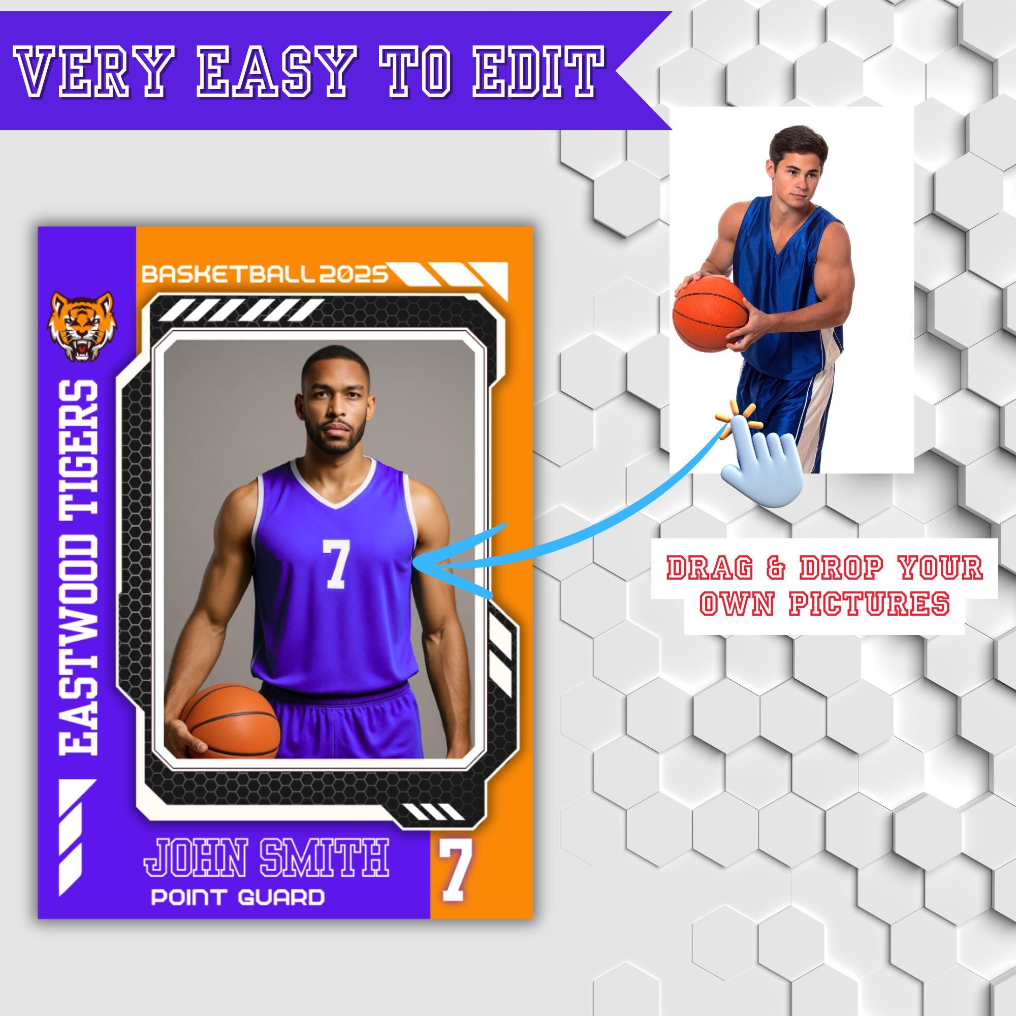 Basketball Trading Card Template | Editable Sport Trading Card Design ...