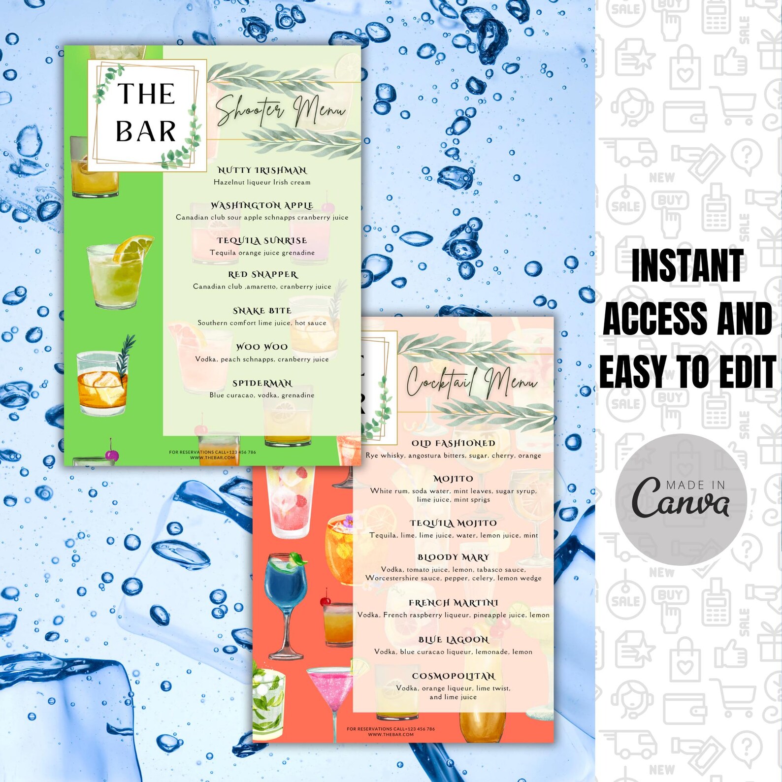 Editable Cocktail Menu Template Instant Download DIY Drinks Menu ...