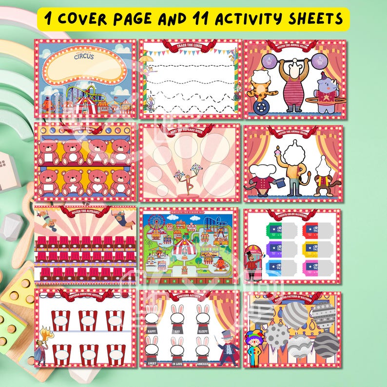 Circus Theme Kid's Busy Book, Printable Digital Download. Pre School ...