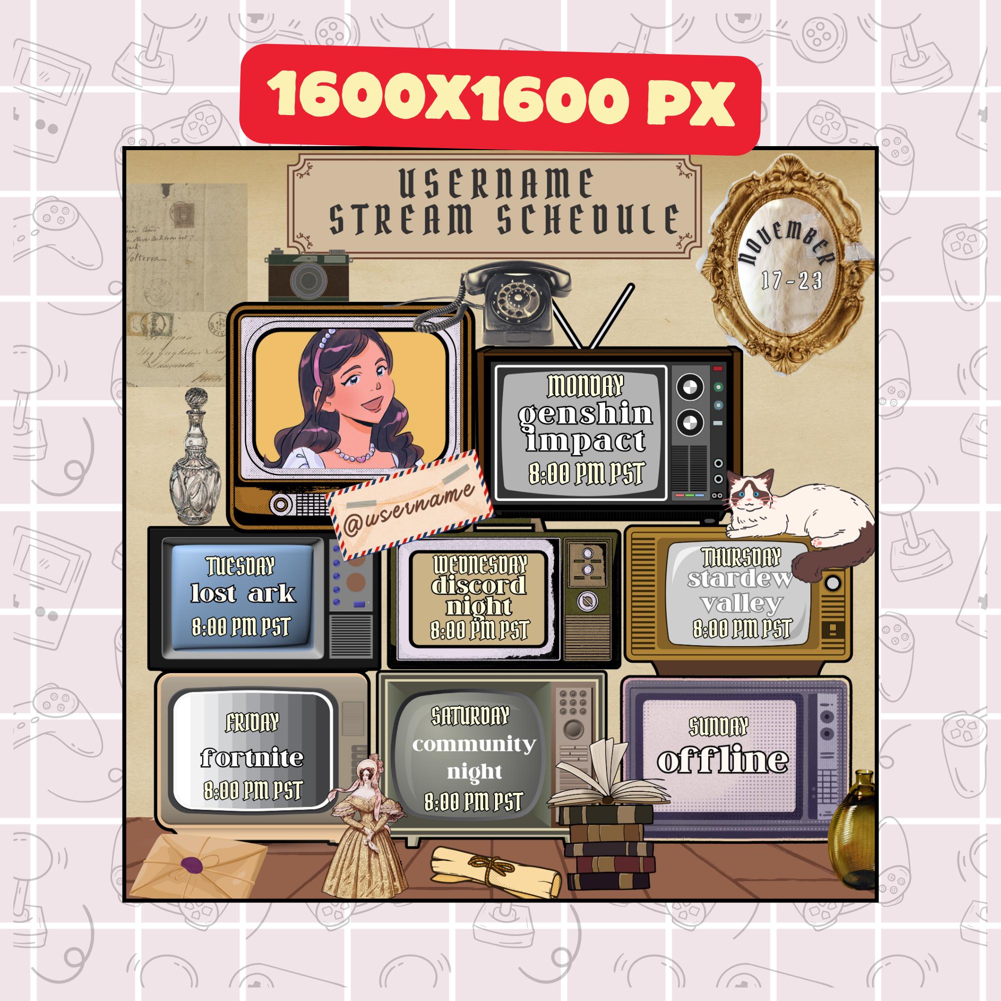 Editable Stream Schedule Template for Twitch, Youtube, and Gaming ...