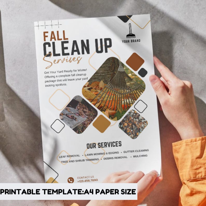 Fall Clean up Services Flyer Template: Editable Canva Design (digital ...