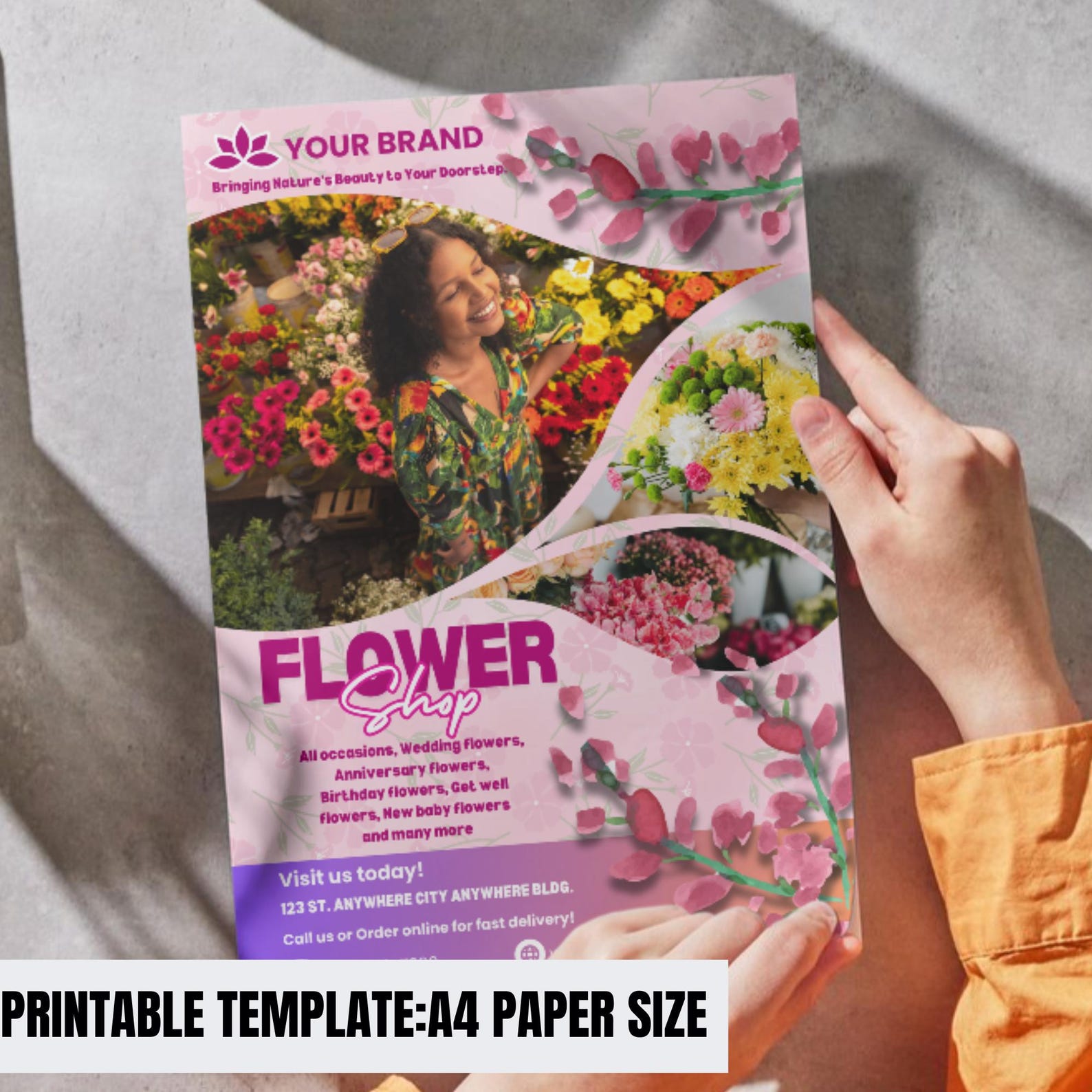 Flower Shop Flyer Template: Printable Canva Design (instant Download ...