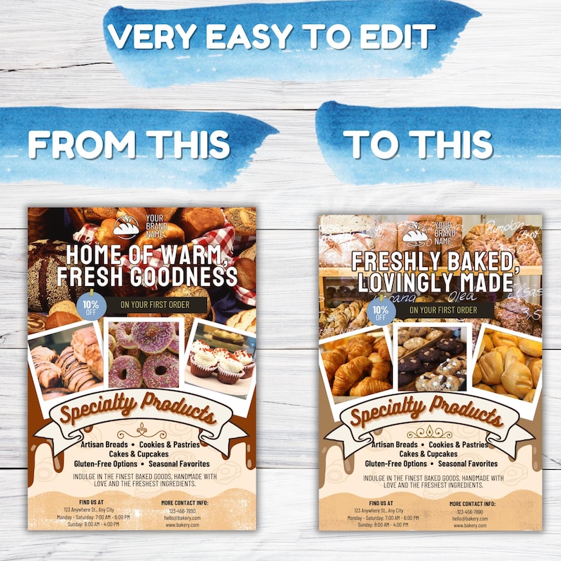 Bakery Flyer Template. Bakeshop Promotional Flyer Design. Premade Canva ...