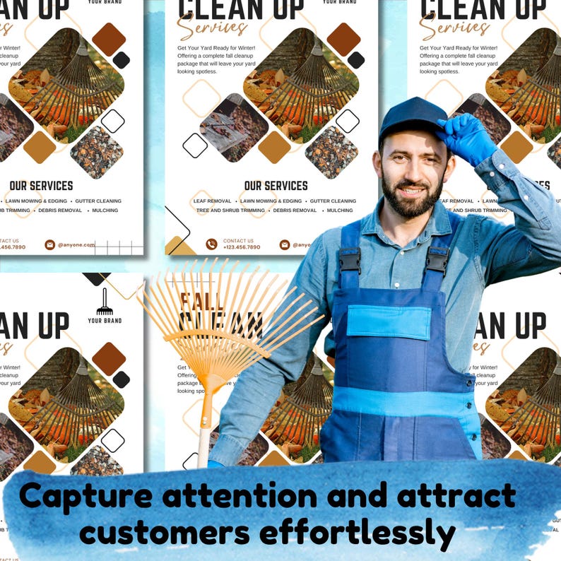 Fall Clean up Services Flyer Template: Editable Canva Design (digital ...