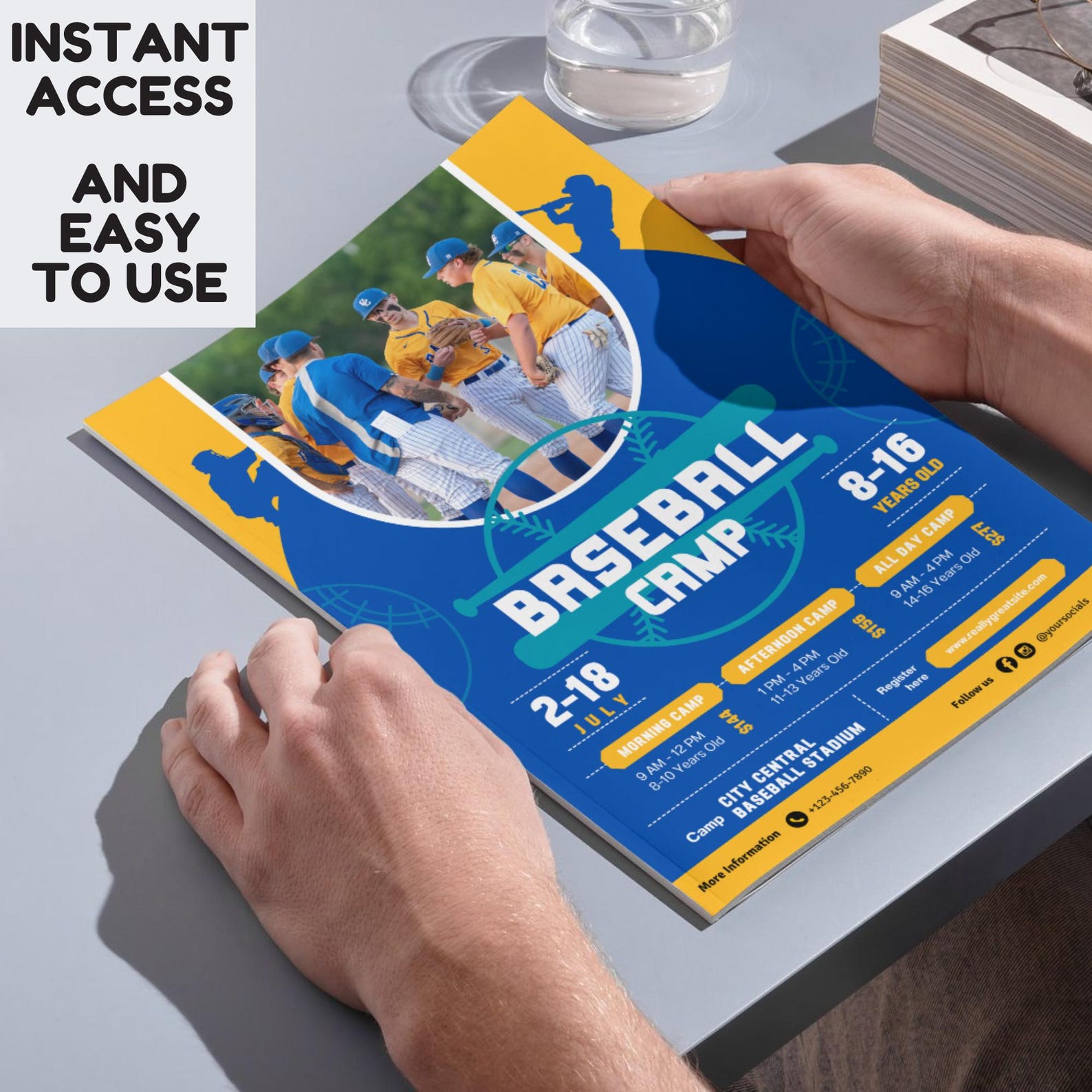 Editable Baseball Camp Flyer Template: Printable Sports Poster (A4 ...