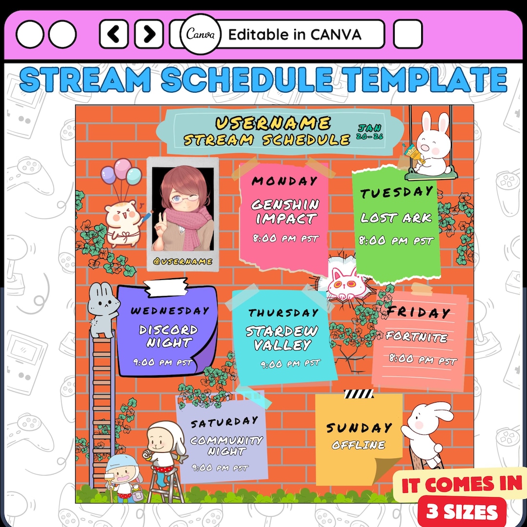 Customizable Stream Schedule Template for Twitch, Youtube, & Gaming ...