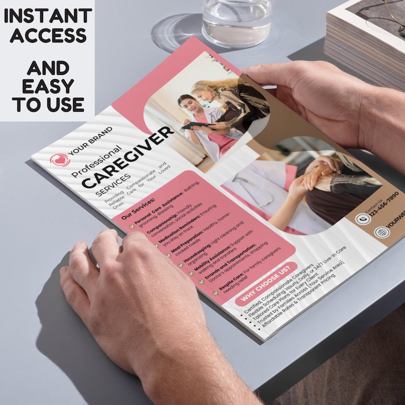 Caregiver Services Flyer Template: Editable Canva Design (digital ...