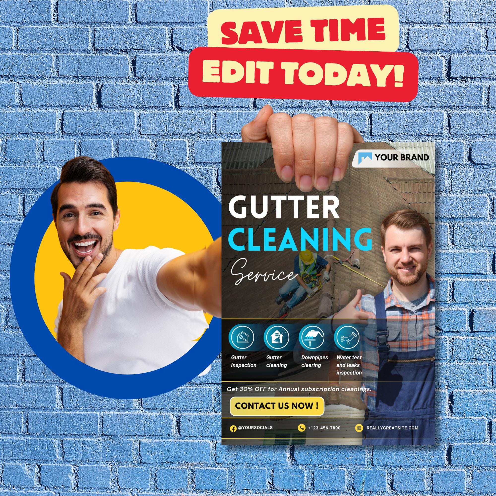 Gutter Cleaning Services Flyer Template. Social Media Posting Flyer for ...