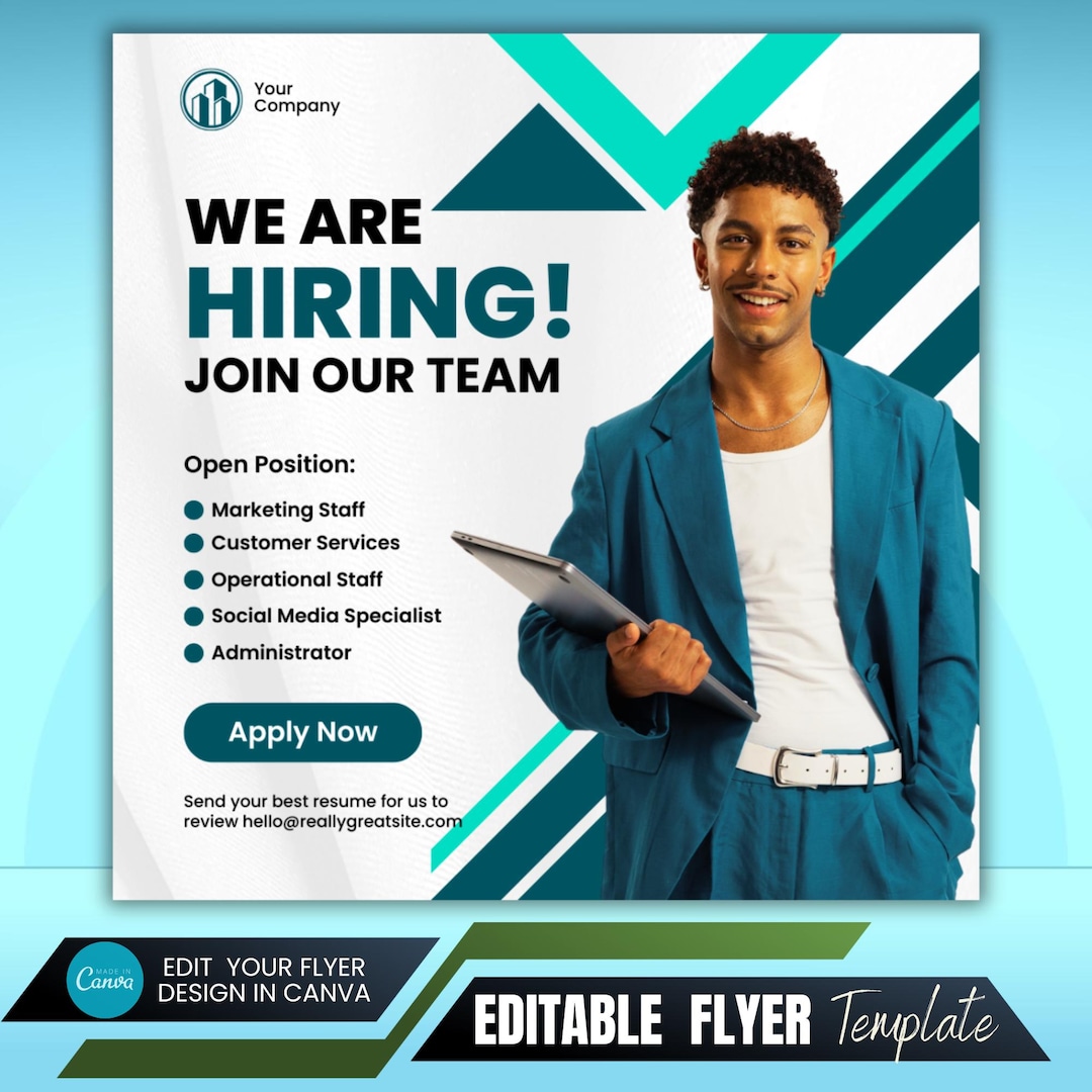 Editable Hiring Flyer Template: Modern Canva Design (digital) - Etsy