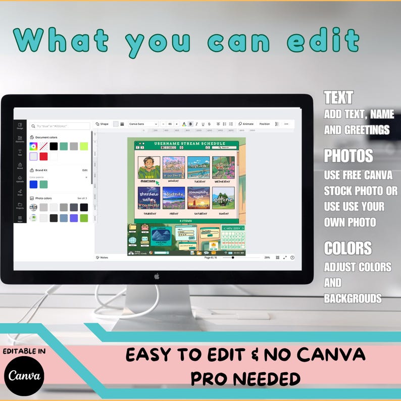 Customizable Stream Schedule Template: Twitch, Youtube, Gaming (canva ...