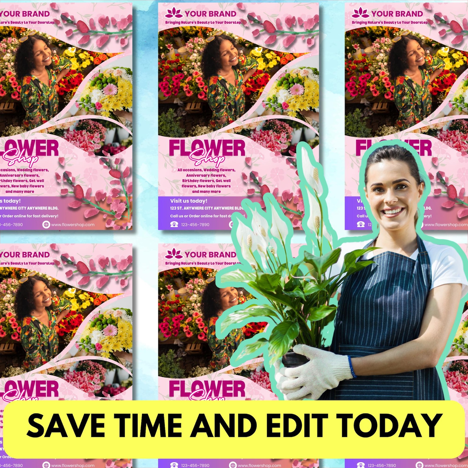 Flower Shop Flyer Template: Printable Canva Design (instant Download ...