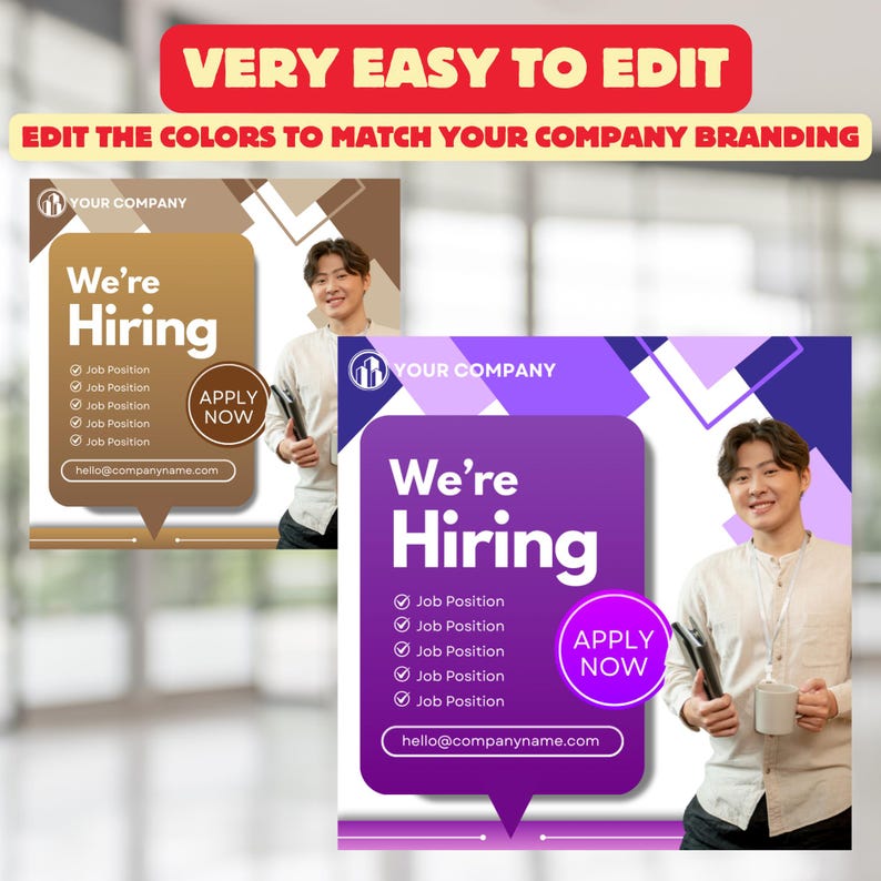 Editable Hiring Flyer Template – Modern Canva Design for Job ...