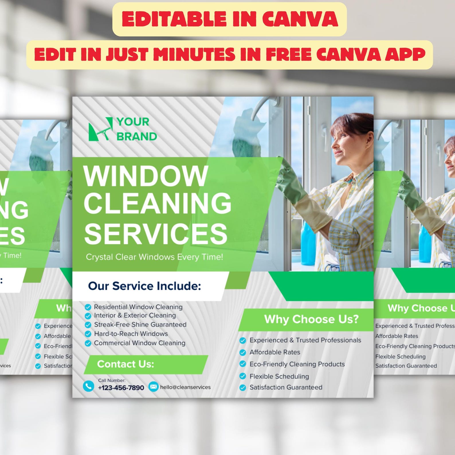 Window Cleaning Services Flyer Template. Digital Flyer Design for ...