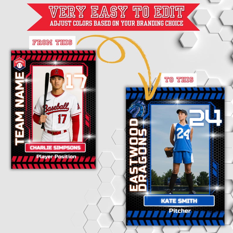 Editable Baseball Trading Card Template: Canva Design, 2.5x3.5 in ...