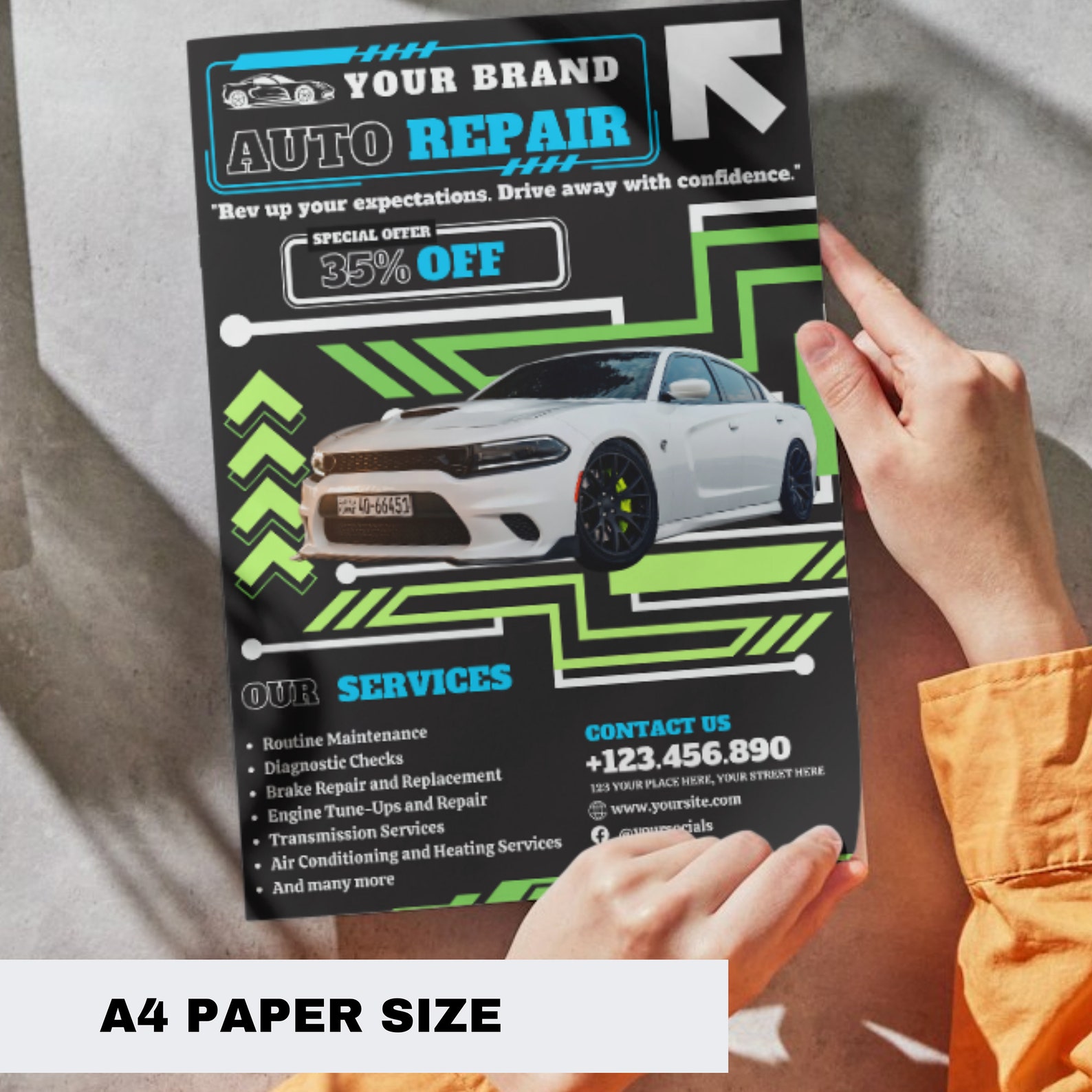 Auto Repair Shop Flyer Template: Editable Canva Layout (digital ...