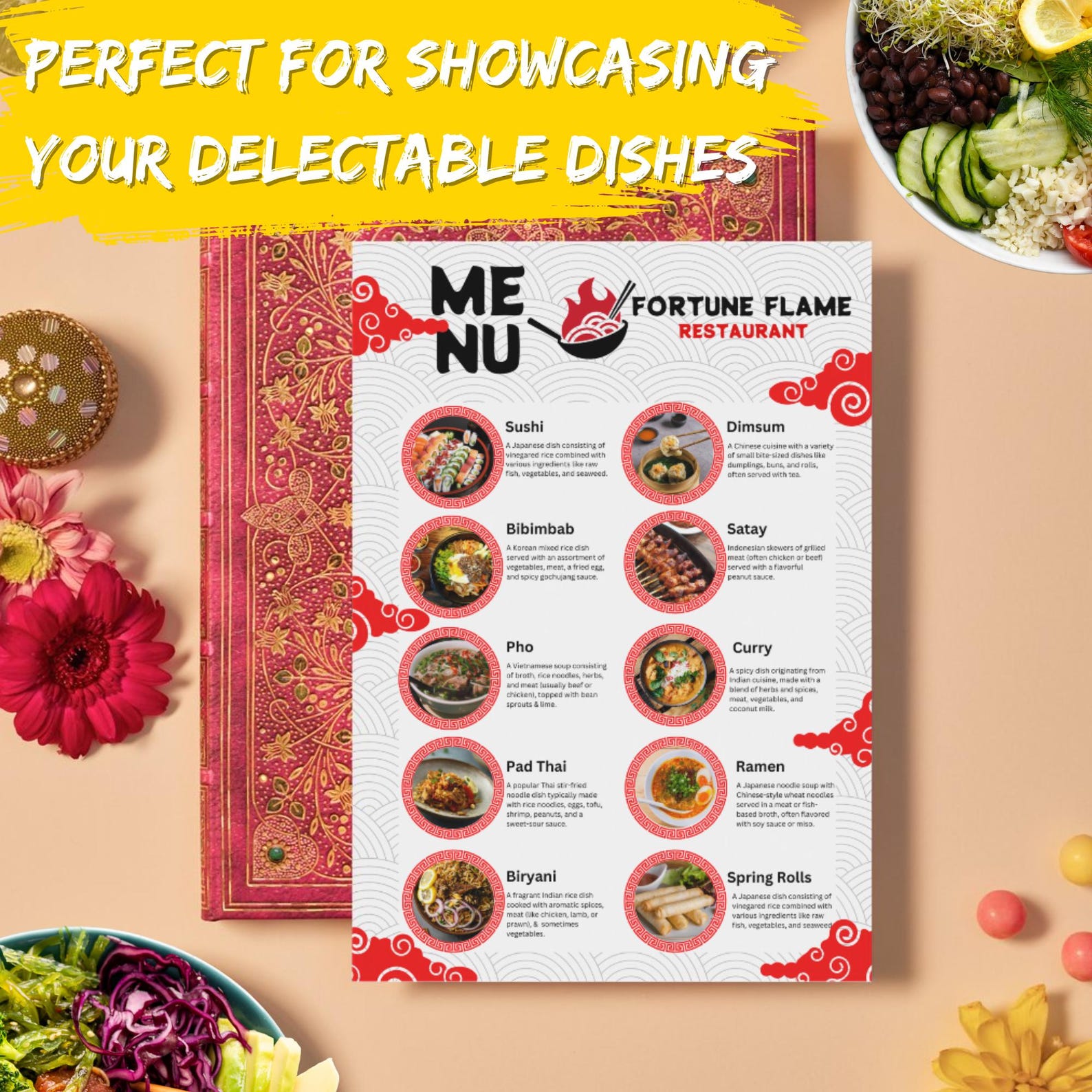 Customizable Asian Restaurant Menu Template - Editable and Print-ready ...