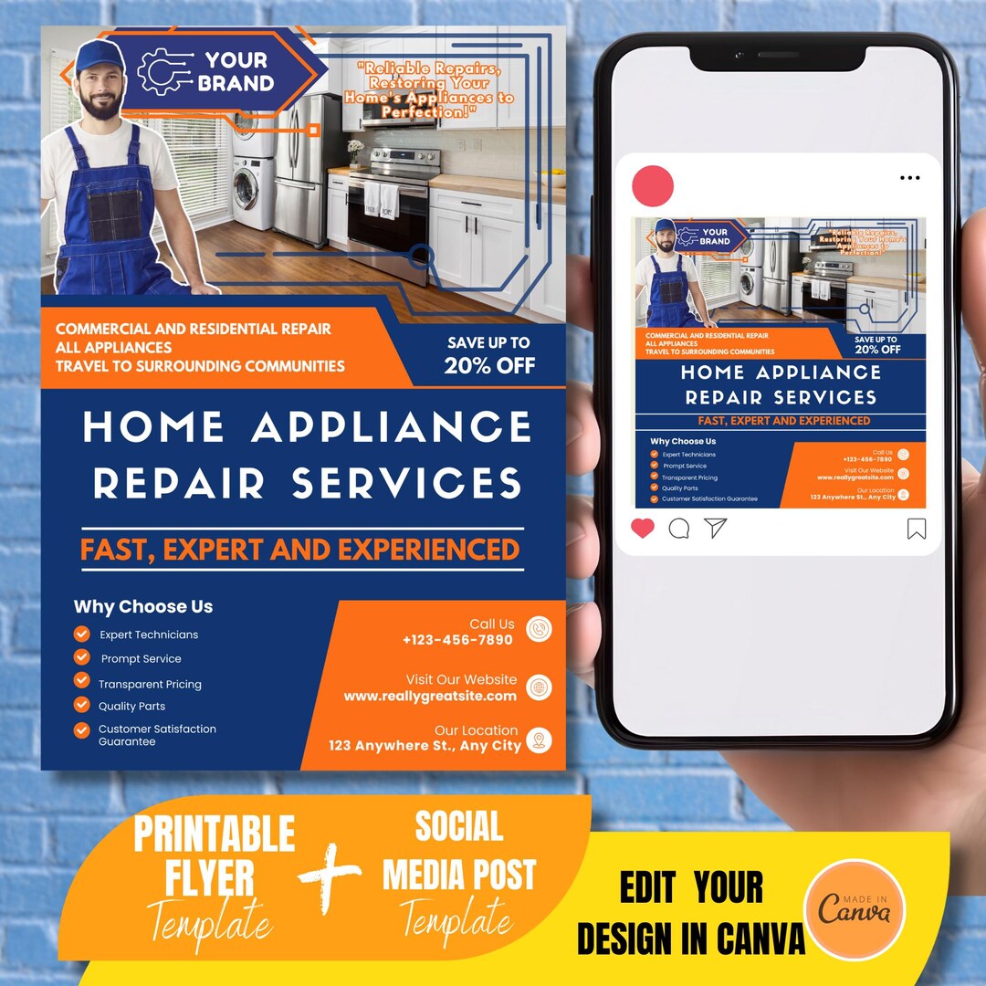 Editable Appliance Repair Flyer Template | Instant Download Easy Edit ...