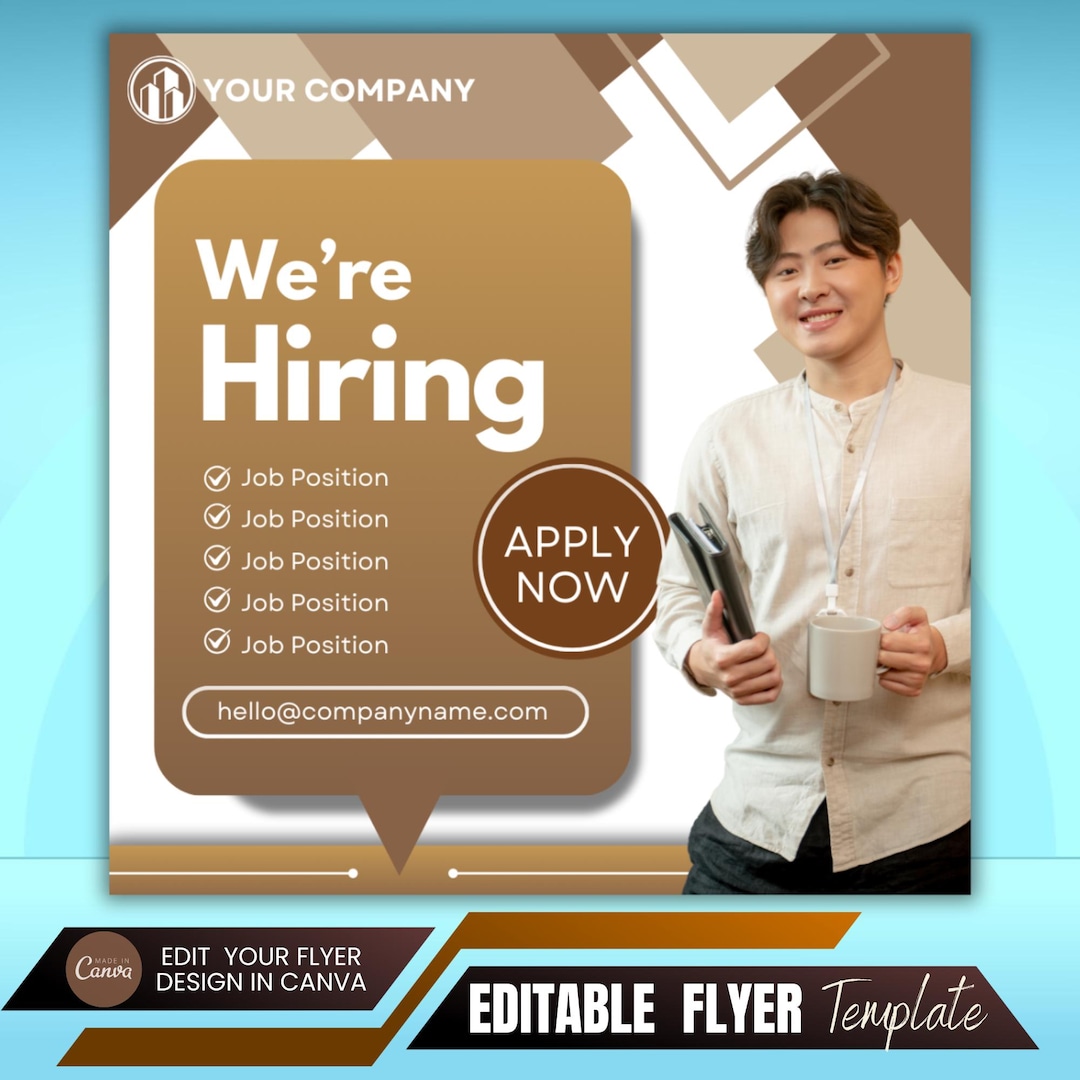 Editable Hiring Flyer Template – Modern Canva Design for Job ...
