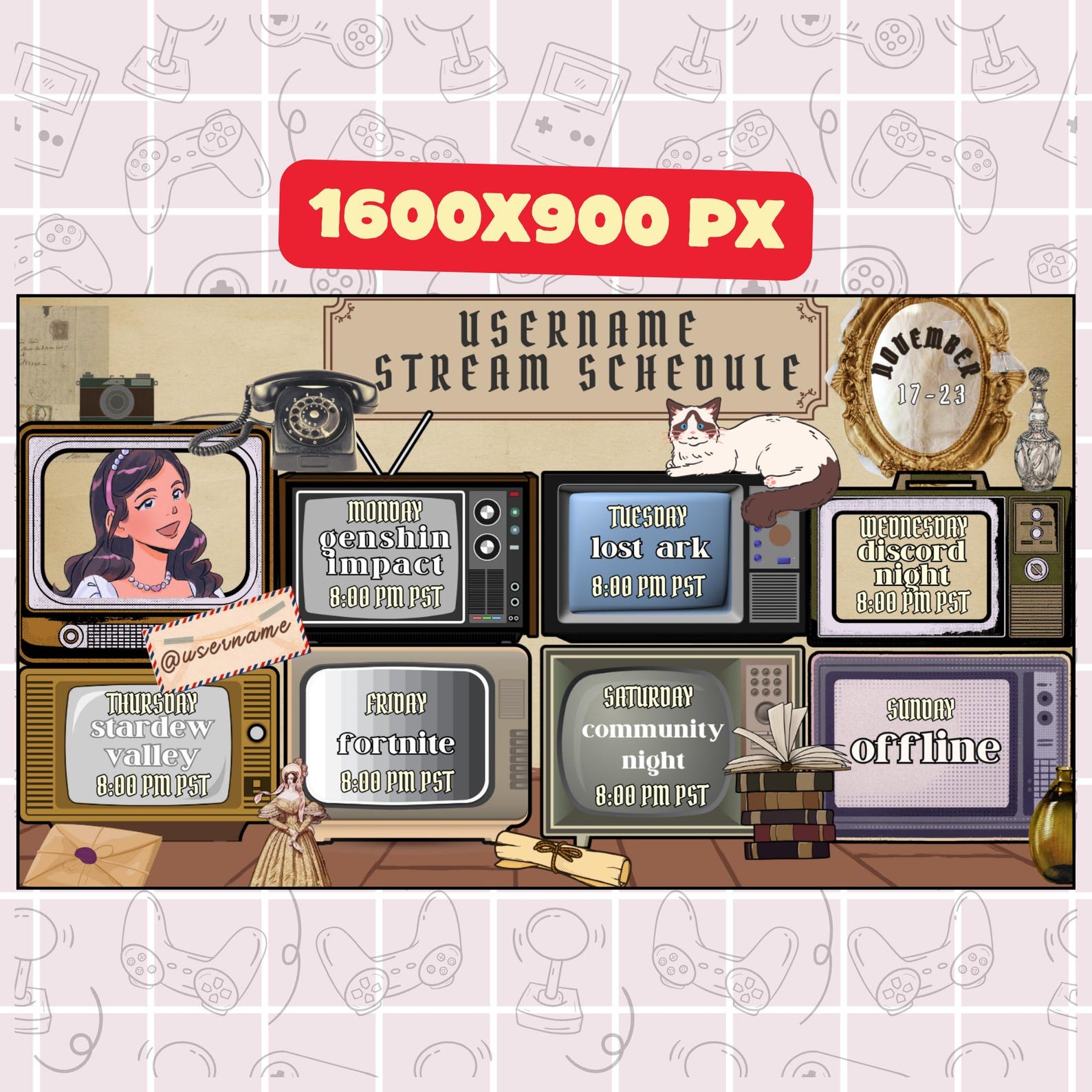 Editable Stream Schedule Template for Twitch, Youtube, and Gaming ...