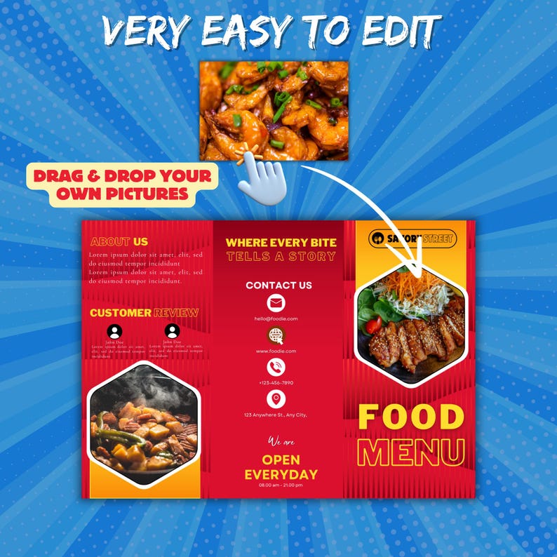 Printable Trifold Food Menu Template Customize Your Restaurant Menu ...