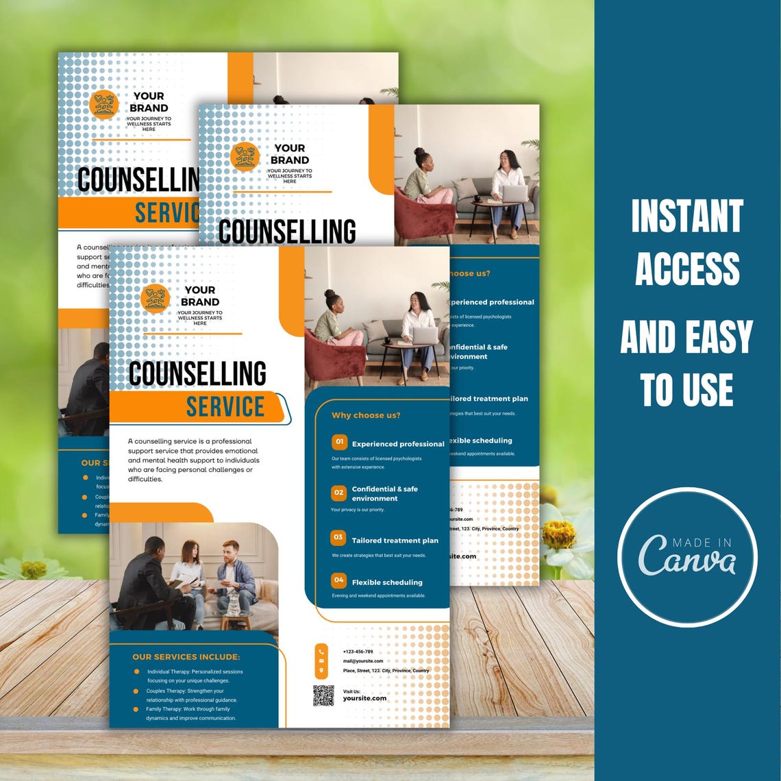 Counseling Psychology Therapy Flyer Template - Customizable Premade ...