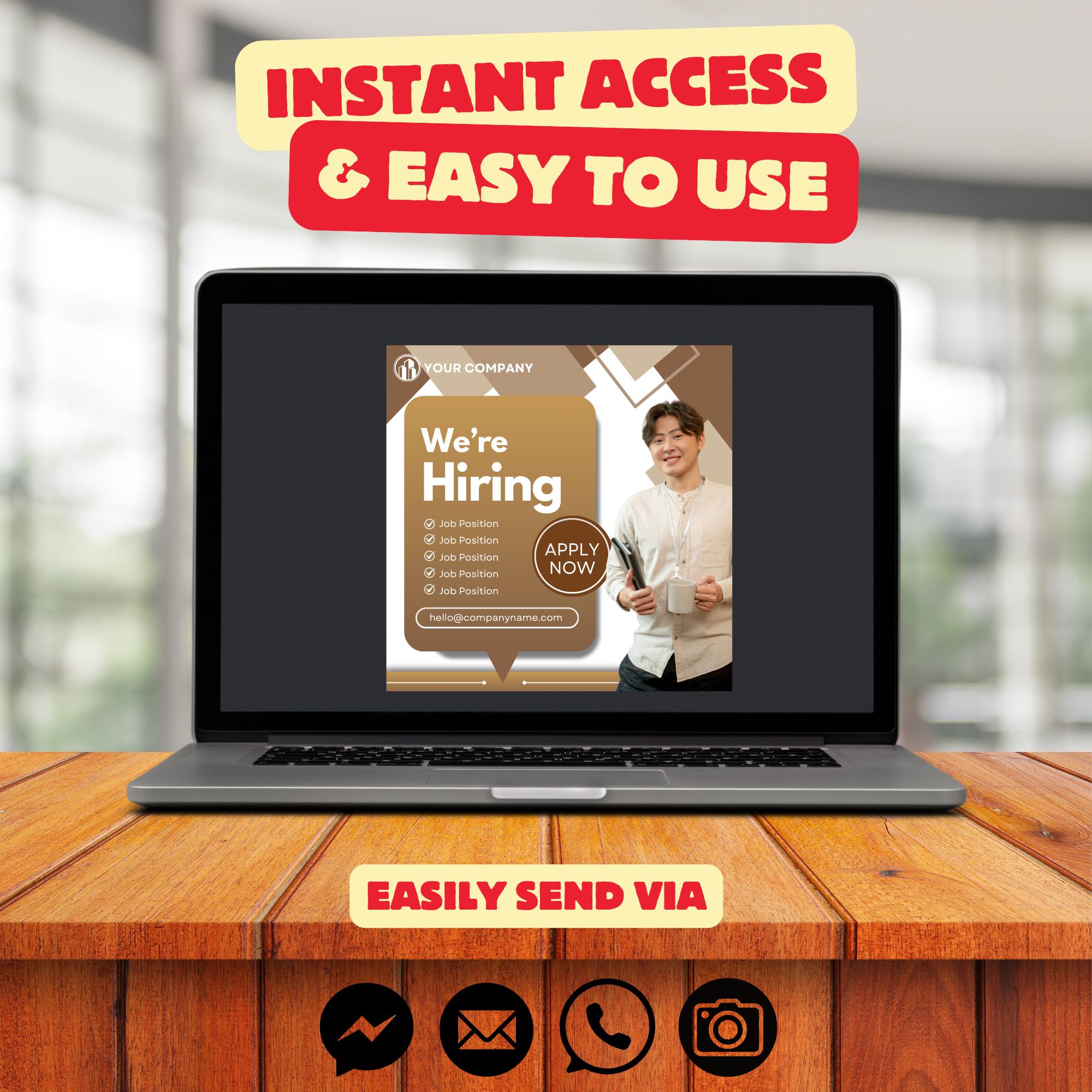 Editable Hiring Flyer Template – Modern Canva Design for Job ...