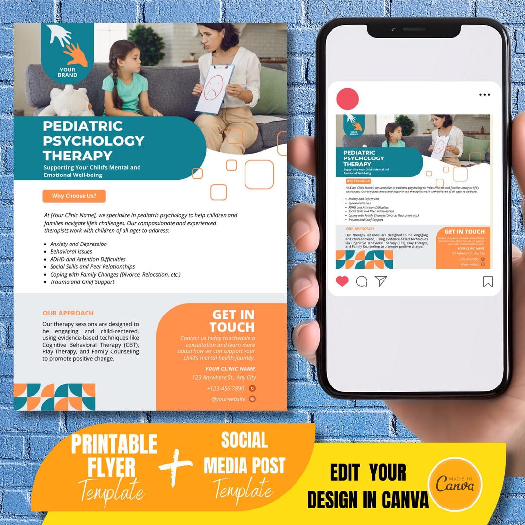 Pediatric Psychology Therapy Flyer & Social Media Post Template ...